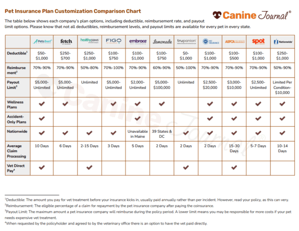2025 Pet Insurance Comparison Charts: See Side-By-Side Coverage & Costs
